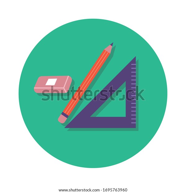 Triangle Rule Pencil Eraser School Supplies Stock Vector (Royalty Free ...