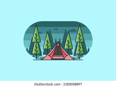 Triangle Tent Camping Flat Illustration Design Stock Vector (Royalty ...