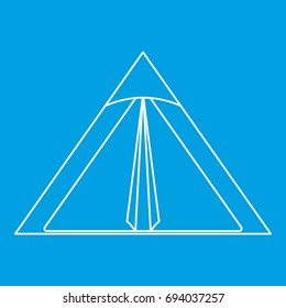 Triangle Tent Icon Blue Outline Style Stock Vector (Royalty Free ...