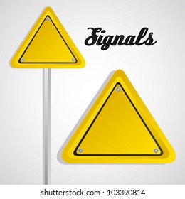Triangle Yellow Sign Over Gray Background Stock Vector (Royalty Free ...