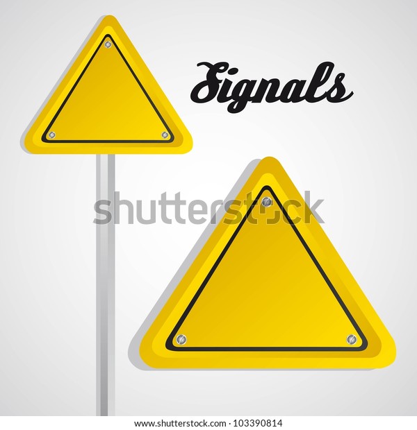 Triangle Yellow Sign Over Gray Background Stock Vector (Royalty Free ...