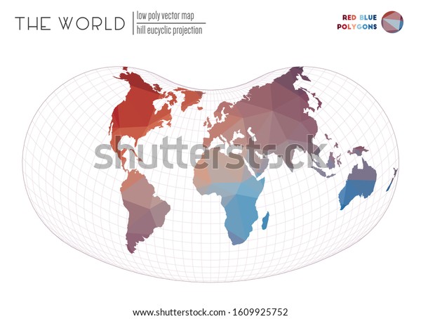 Triangular Mesh World Hill Eucyclic Projection Stock Vector (Royalty ...