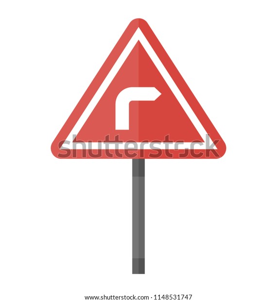 Triangular Roadside Symbol Curved Line Right Stock Vector (Royalty Free ...