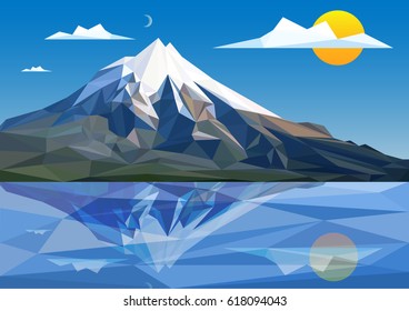 Triangulation Art Landscape Mountain Peaks Water Stock Vector (Royalty ...