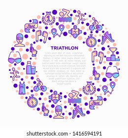 Triathlon Concept Circle Thin Line Icons Stock Vector (Royalty Free ...