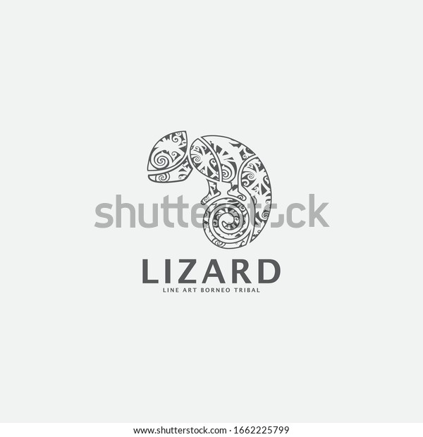 Tribal Art Borneo Lizard Coloring Book Stock Vector (Royalty Free ...