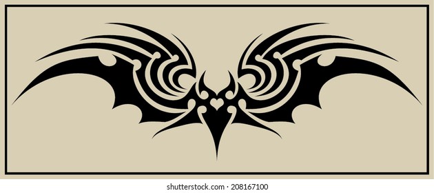 Tribal Bat Tattoo Stock Vector (Royalty Free) 208167100 | Shutterstock