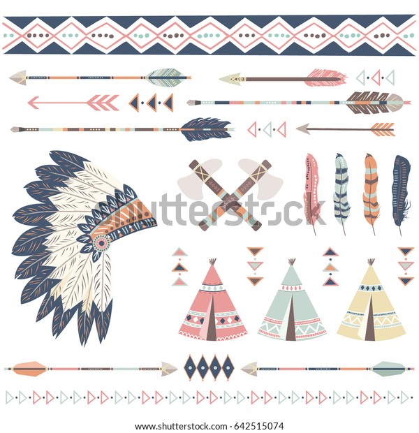 Tribal Collections Set Teepee Tens Arrows Stock Vector (Royalty Free ...