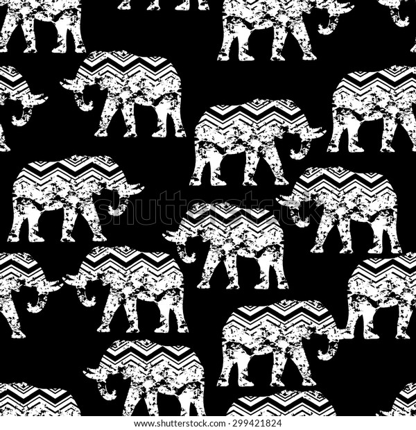 Tribal Elephant Pattern Illustration India Seamless Stock Vector ...
