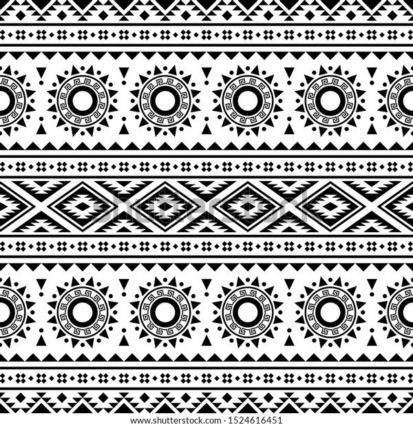 Tribal Ethnic Pattern Black White Color Stock Vector (Royalty Free ...
