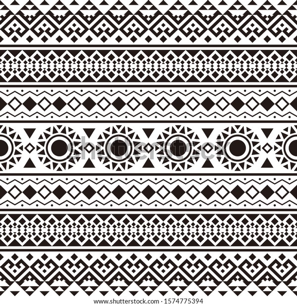 Tribal Ethnic Pattern Black White Color Stock Vector (Royalty Free ...