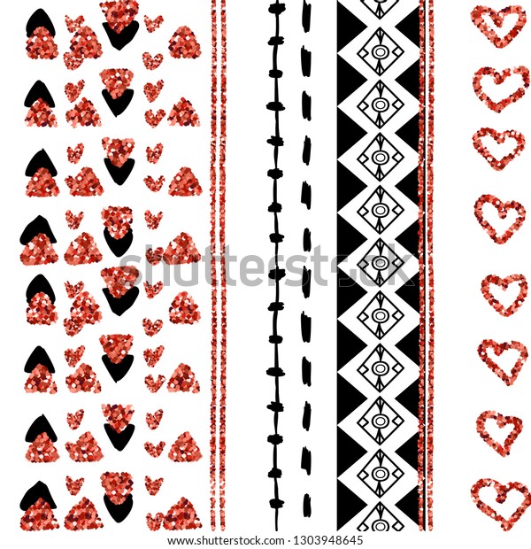 Tribal Etnic Pattern Red Glitter African Stock Vector (Royalty Free ...