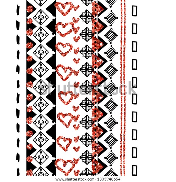 Tribal Etnic Pattern Red Glitter African Stock Vector (Royalty Free ...
