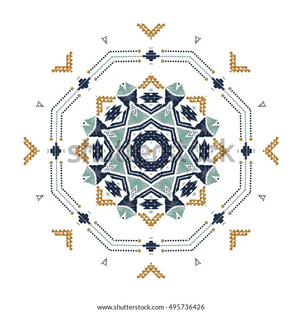 Tribal Folk Aztec Geometric Pattern Circle Stock Vector (Royalty Free ...