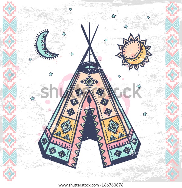 Tribal Native American Tipi Illustration Stock Vector (Royalty Free ...