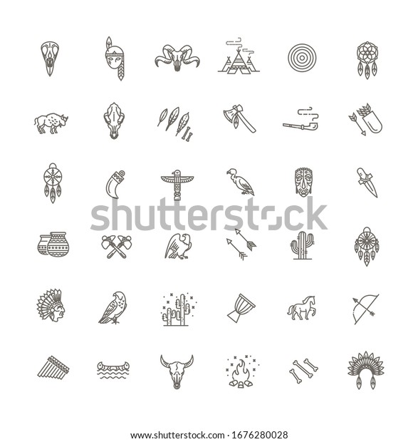 Tribal Outline Icon Set Vector Stock Vector (Royalty Free) 1676280028 ...