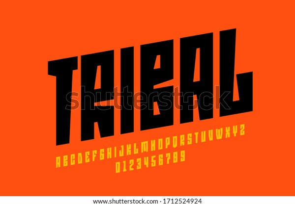 Tribal Style Font Design Alphabet Letters: стоковая векторная графика ...