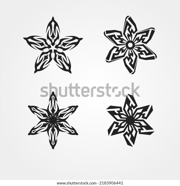 Vektor Stok Tribal Symbol Tattoo Vector Set Printable (Tanpa Royalti ...