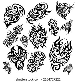 Tribal Tattoo Totemic Design Elements Set Stock Vector (Royalty Free ...