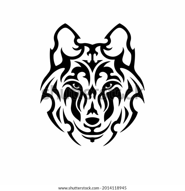 Tribal Wolf Head Logo Tattoo Design Stock Vector (Royalty Free ...