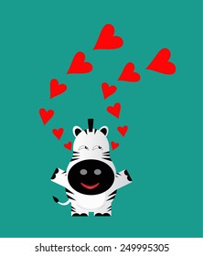 Tricky Zebra Cartoon Character Red Heart Stock Vector (Royalty Free ...