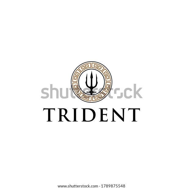 Trident Logo Ancient Greek Circle Border Stock Vector (Royalty Free ...