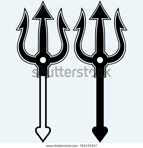 Trident Symbol Isolated On Blue Background Stock Vector (Royalty Free ...