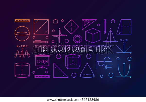 Trigonometry Vector Colorful Banner Illustration Thin Stock Vector ...