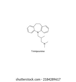Trimipramine Molecule Flat Skeletal Structure Teca Stock Vector ...