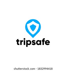 Trip Safe Shield Location Logo Design Stock Vector (Royalty Free ...