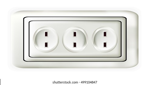 Triple Horizontal Socket On Wall Stock Vector (Royalty Free) 499104847 ...