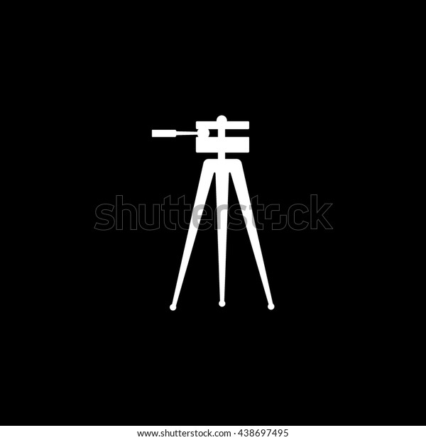 Tripod Flat Icon On Black Background Stock Vector (Royalty Free) 438697495