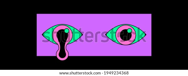 Trippy Melting Eye Surreal Psychedelic Vector Stok Vektör (Telifsiz ...