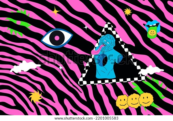 Trippy Psychedelic Illustration Strange Person Different Stock Vector ...