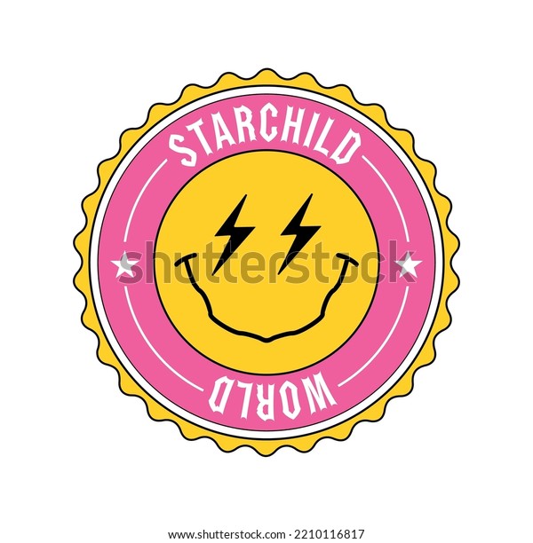 Trippy Star Happy Face Smiling Starchild Stock Vector (Royalty Free ...