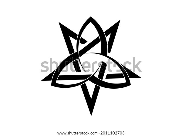 Triquetra Linked Pentacle Trinity Knot Tattoo Stock Vector (Royalty ...