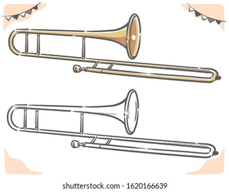 Trombone Isolated On White Vector Illustration Stock Vector (Royalty ...