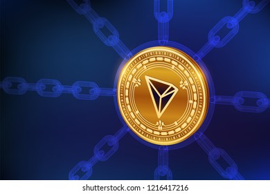Tron Crypto Currency Block Chain 3d Stock Vector (Royalty Free ...