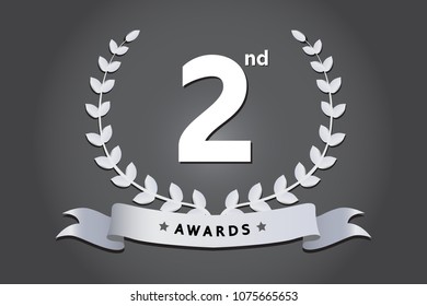 Trophy Award Silver Ribbons Second Signs Stock Vector (Royalty Free ...