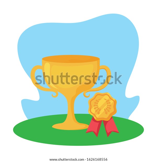 Trophy Seal Stamp Over Field Design Stock Vector (Royalty Free) 1626168556