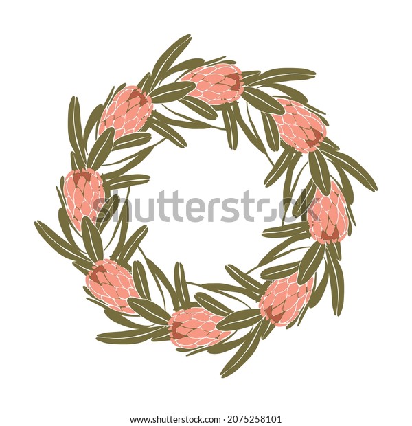 Tropic Protea Flowers Round Border Wedding Stock Vector (Royalty Free ...