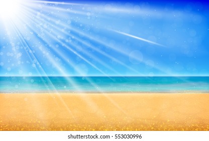 Tropical Beach Horizontal Landscape Clear Sunny Stock Vector (Royalty ...