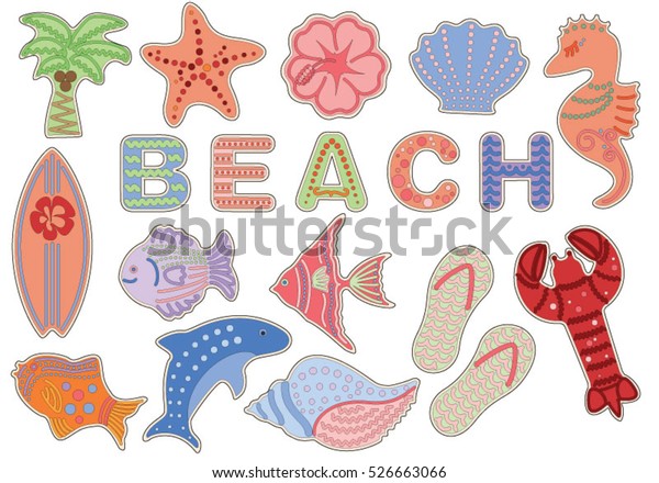 Tropical Beach Ocean Cookie Illustrations Stock Vector (Royalty Free ...
