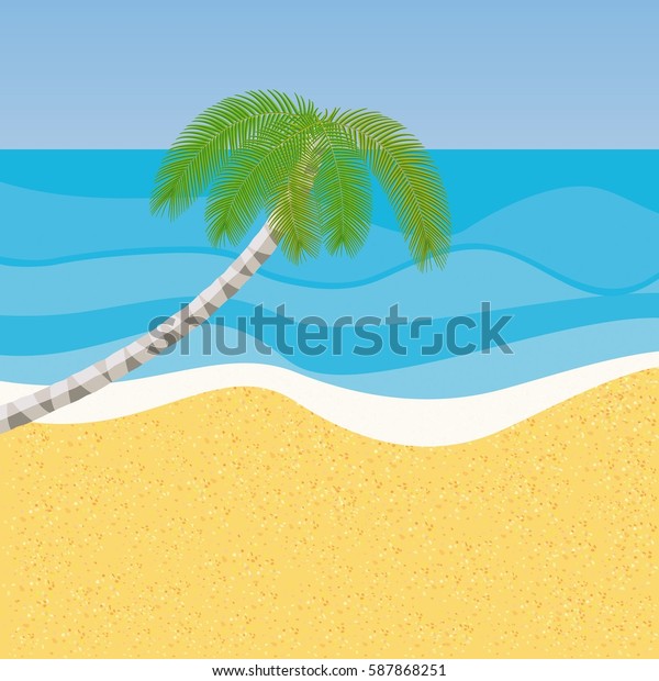 Tropical Beach Palm Tree Vector Stock Vector (Royalty Free) 587868251 ...