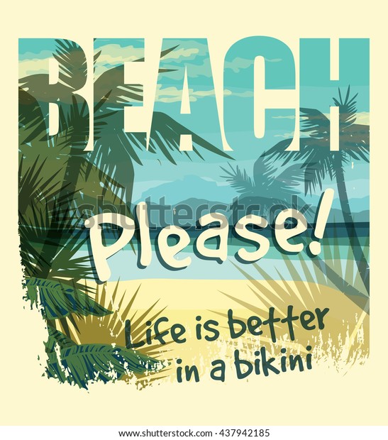 Tropical Beach Summer Print Slogan Tshirt Stock Vector (Royalty Free ...