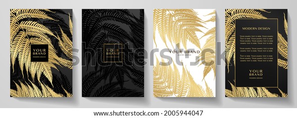 Tropical Cover Frame Design Set Golden Stock Vector (Royalty Free ...