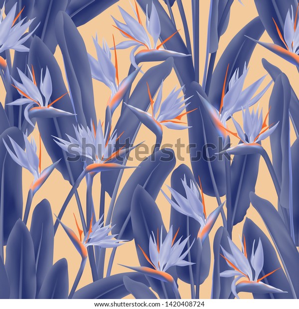 Tropical Crane Flower Vector Seamless Pattern Stock Vector (Royalty ...