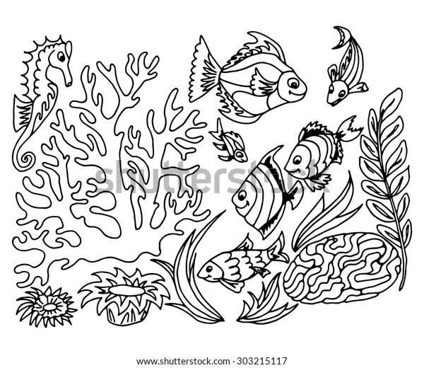 Tropical Fish Hand Drawn Design Set Stock Vector (Royalty Free ...