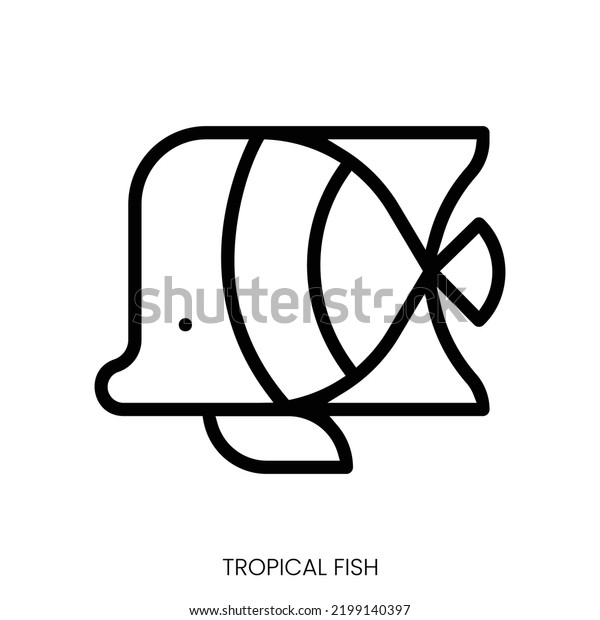 Tropical Fish Icon Line Art Style Stock Vector (Royalty Free ...