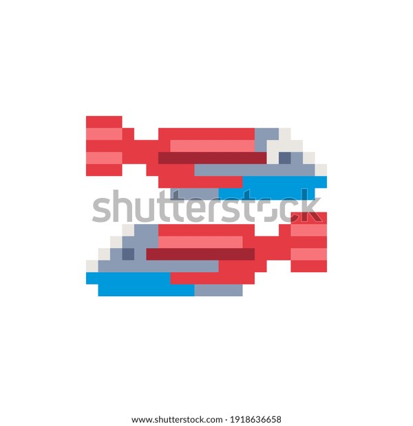 Tropical Fish Pixel Art Icon Exotic Stock Vector (Royalty Free ...